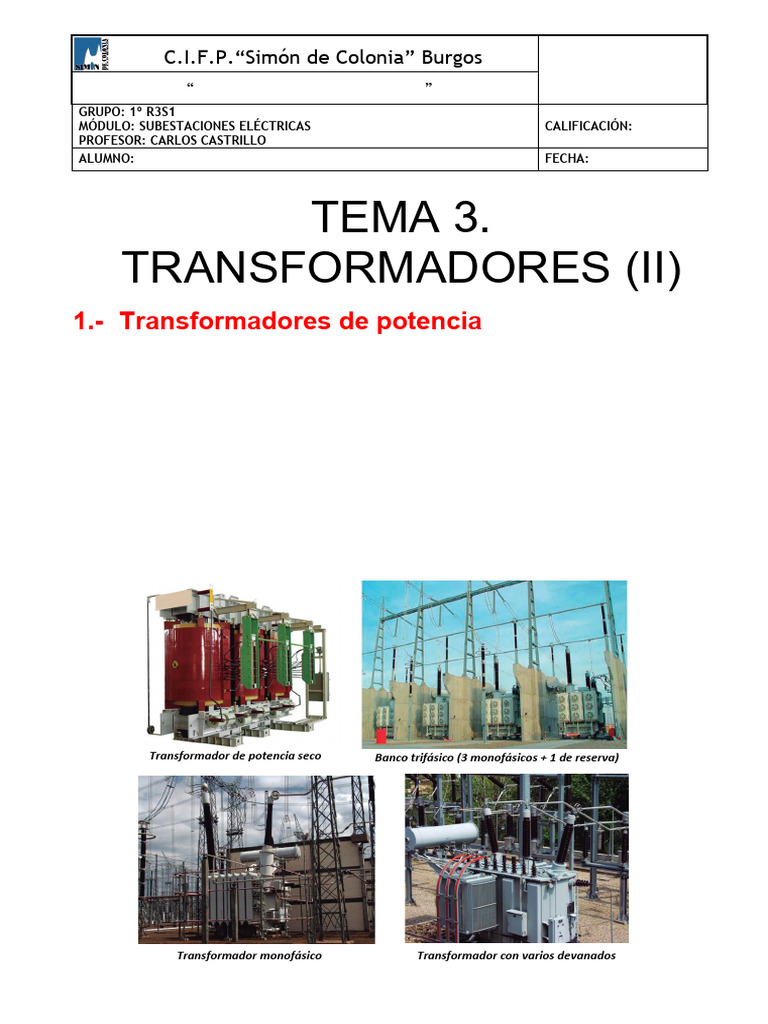 Tema 3 Transformadores (II) | PDF | Transformador | Relé
