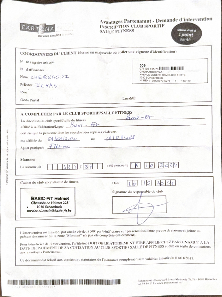 Avantages Partenamut - Demande D'intervention | PDF