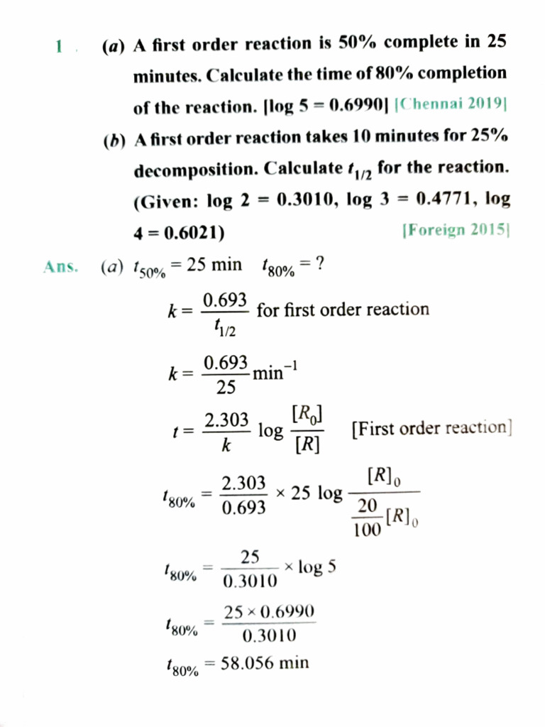 Chemical Kinetics Revision Problems | PDF | Physical Sciences | Unit ...