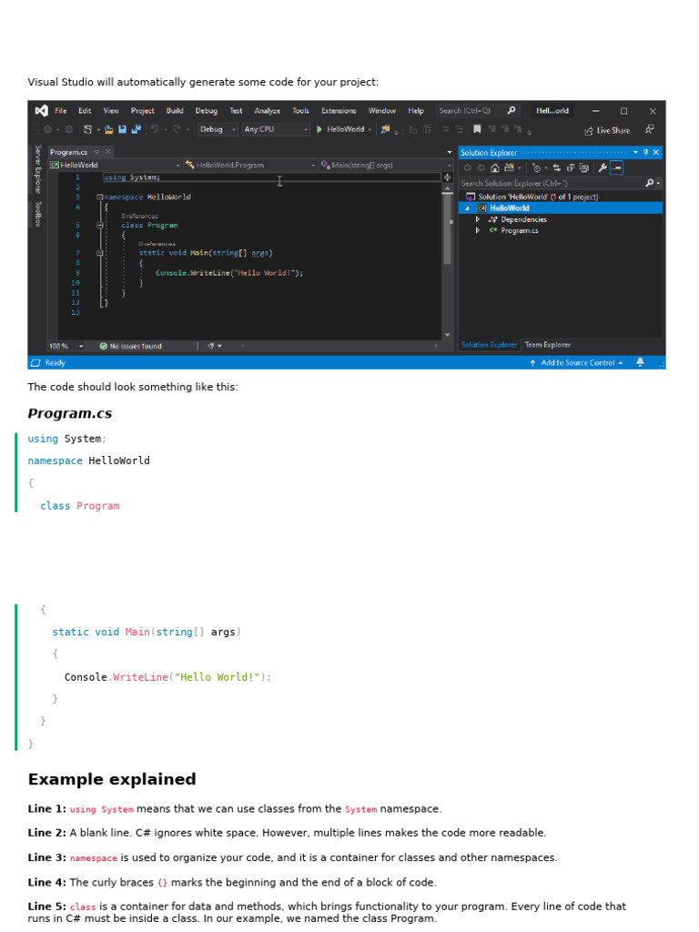 Vs Basic Syntax Output Comments Variables Pdf C Sharp Programming 1190