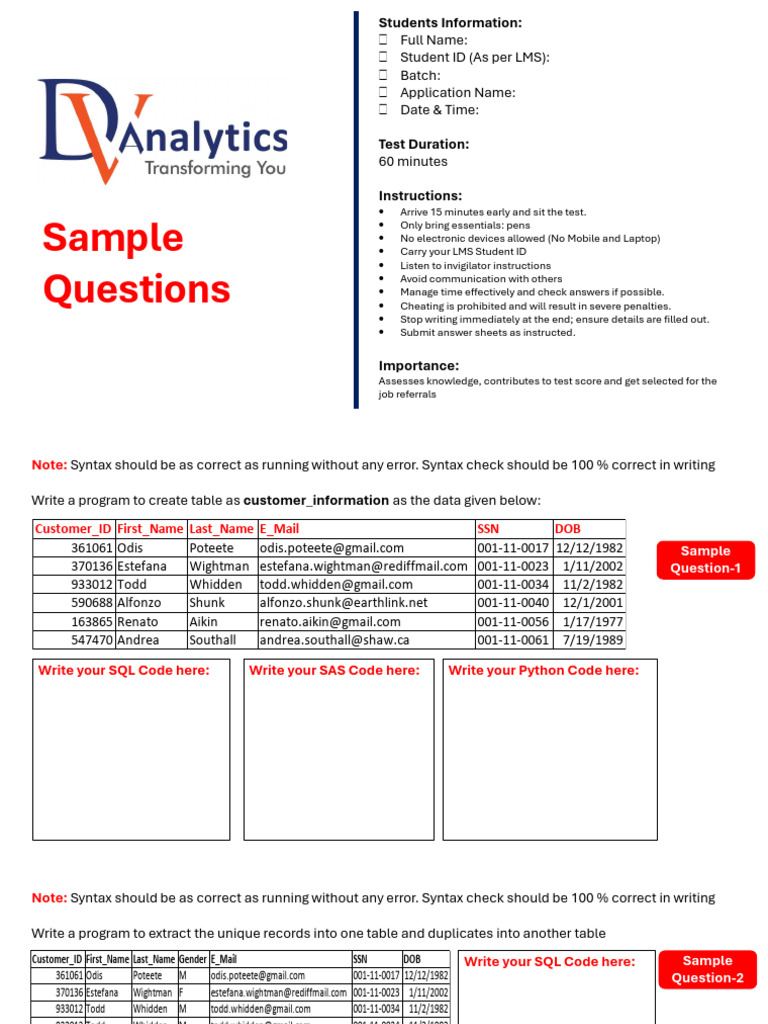 Test Sample Questions | PDF | Computing