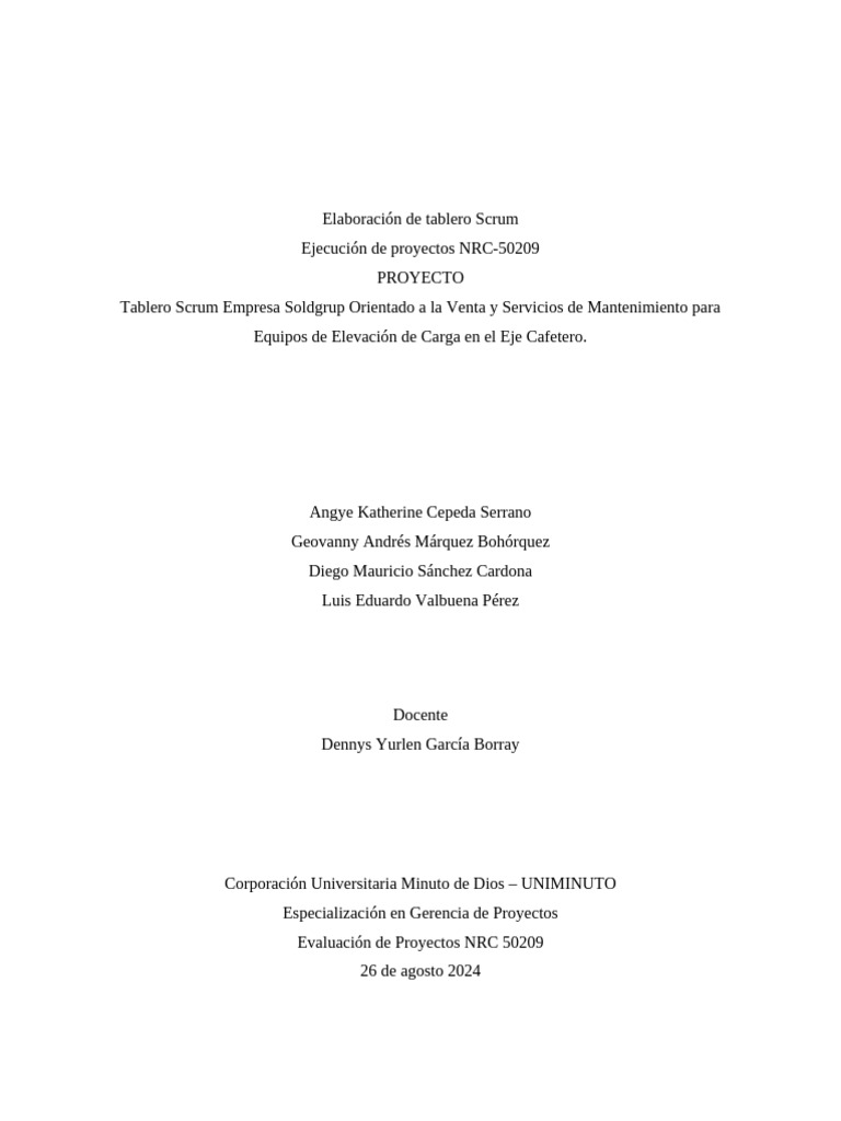 Grupo6 - Informe - Ejecución - Proyectos - Sem 3. | PDF | Business