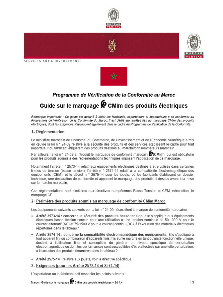 Maroc - Guide Sur Le Marquage CMim Des Produits Electrique - Ed 1.4 ...