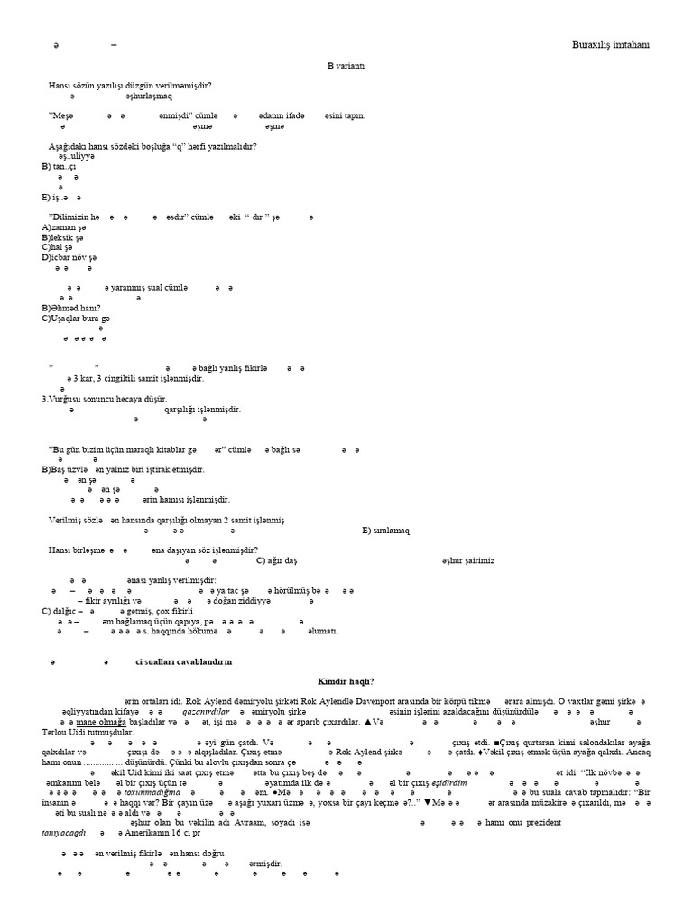 9cu Sinif Monitorinq B Variantı | PDF