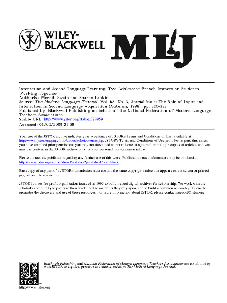Blackwell Publishing National Federation of Modern Language Teachers ...