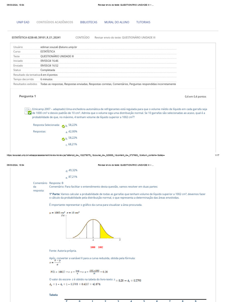 Estatis Questionário Unidade Iii - .. | PDF | Desvio padrão ...