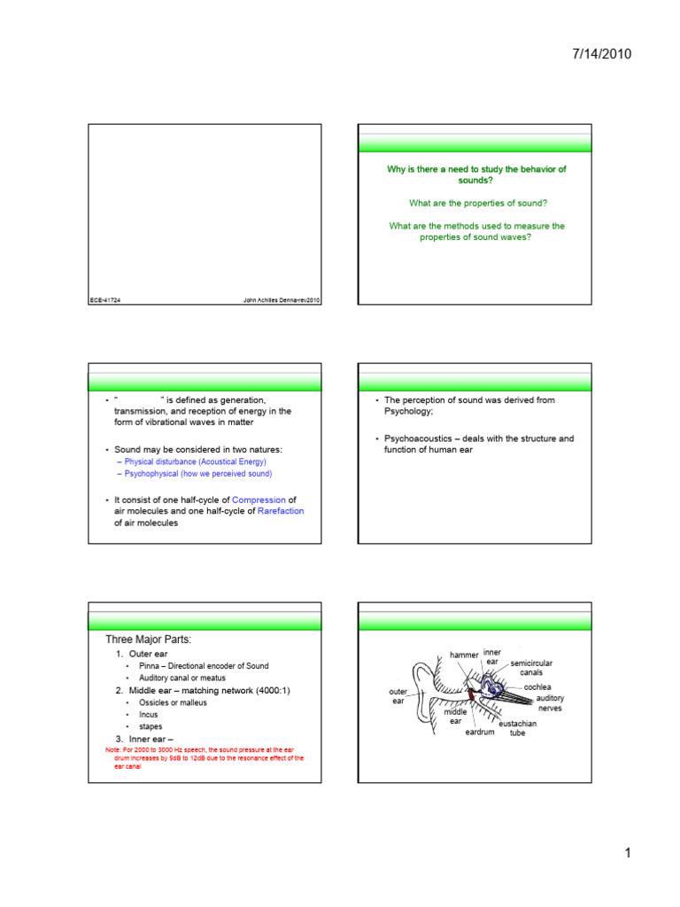 01-Fundamentals and Elements of Acoustics | PDF | Ear | Sound