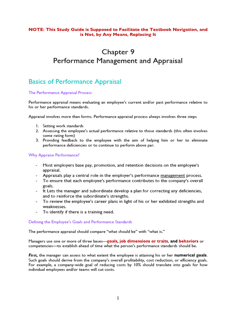 Chapter 9 - Performance Appraisal and Management | PDF | Performance Appraisal | Goal