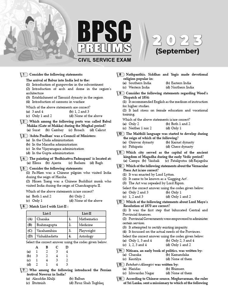 BPSC Paper September 2023 | PDF | Bankruptcy