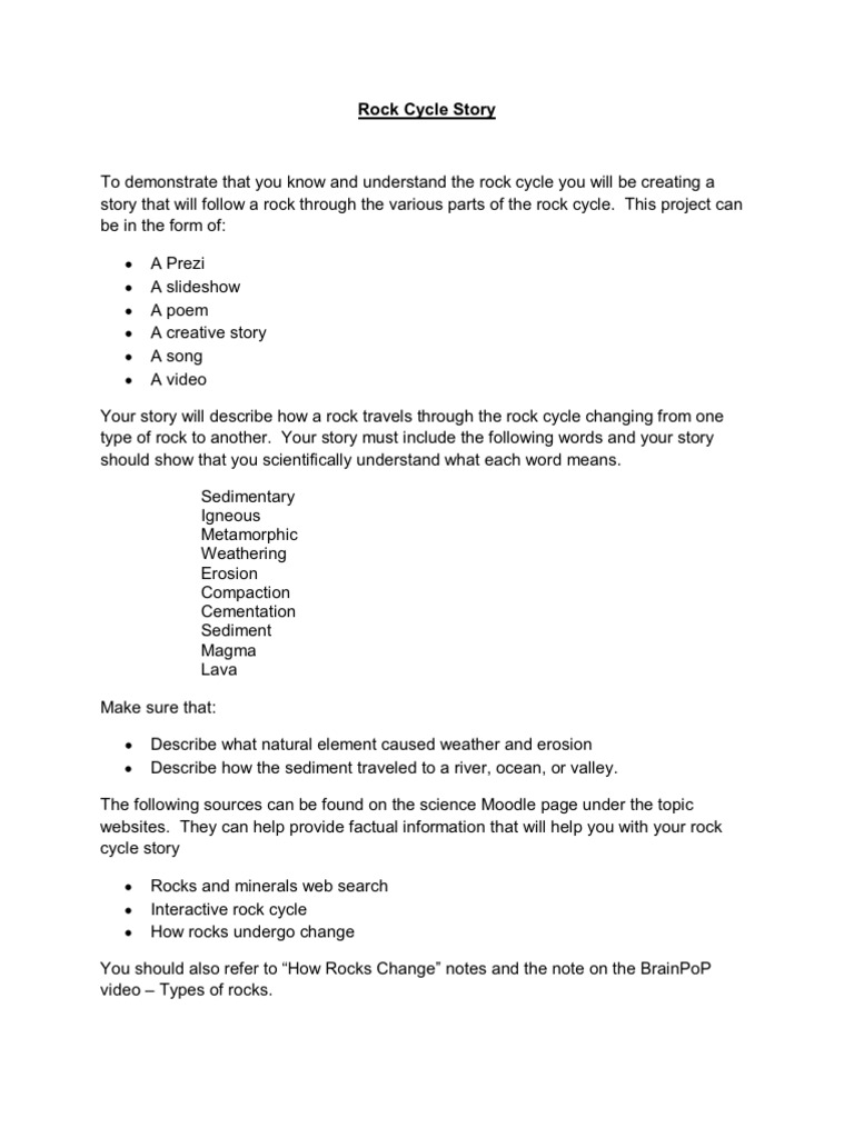 The Rock Cycle Story Project | PDF | Social Science | Science & Mathematics