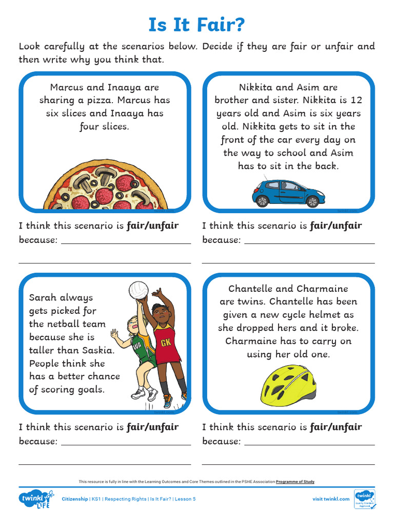 Is It Fair Activity Sheet | PDF