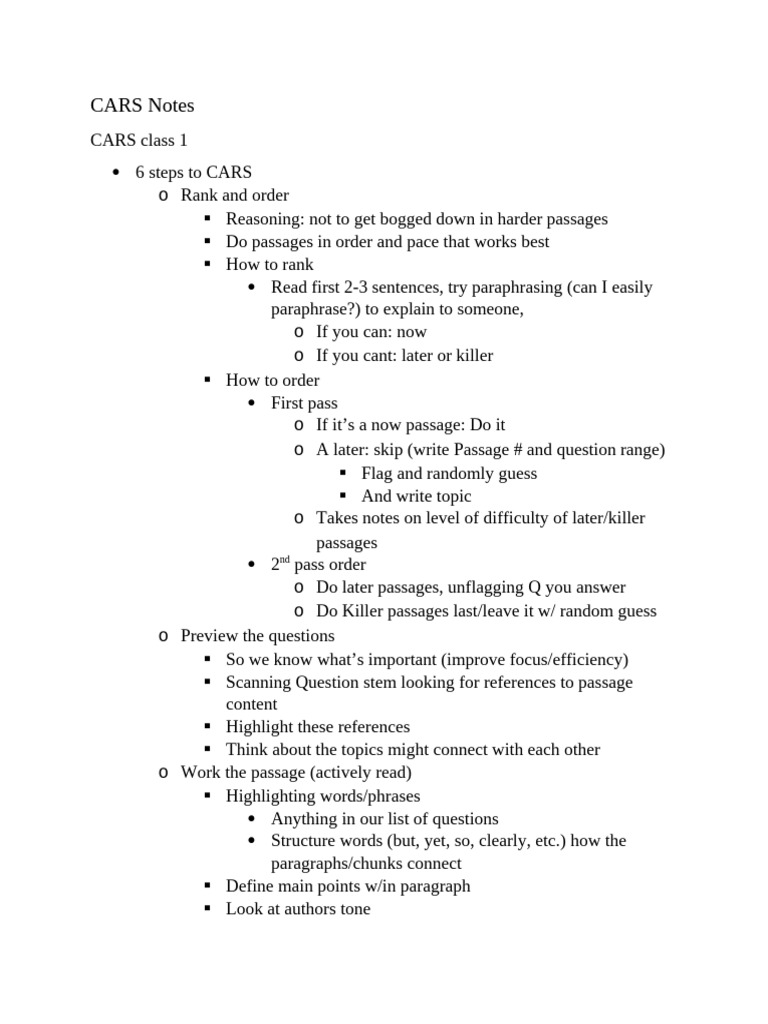 CARS Class 1 | PDF | Cognitive Science | Cognition