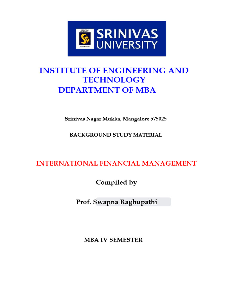 IFM Final Study Material | PDF | Foreign Exchange Market | Investing