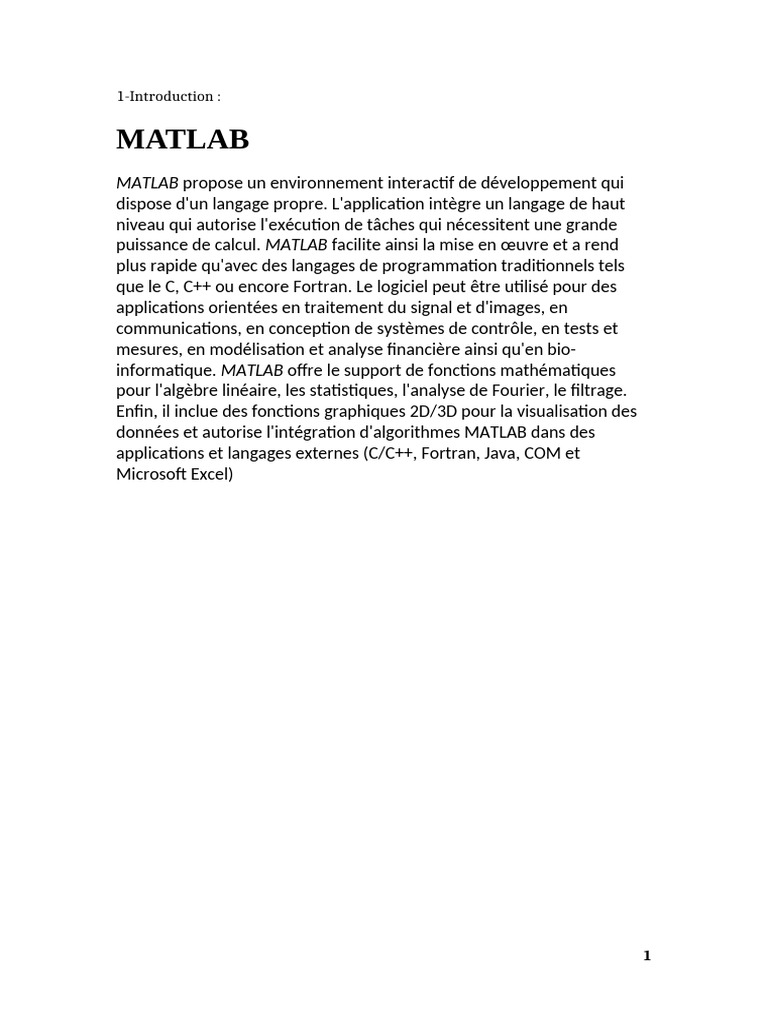 TP Matlab Travail | PDF | MATLAB | Logiciel
