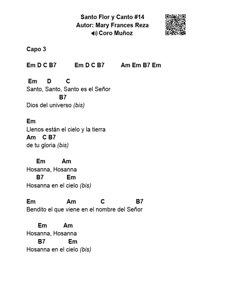 Canto Santo para Misa: Letra y Acordes | PDF