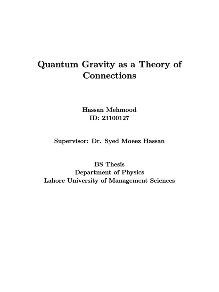 Quantum Gravity As A Theory of Connections | PDF | General Relativity | Field (Physics)