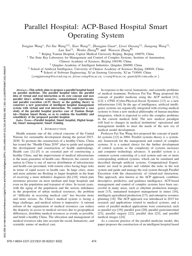Parallel Hospital ACP-Based Hospital Smart Operating System | PDF ...