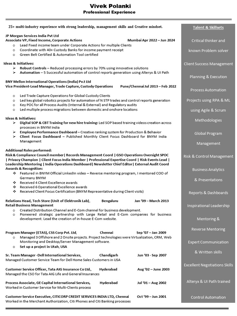 Professional Resume Vivek Polanki 2024 | PDF | Business | Computing
