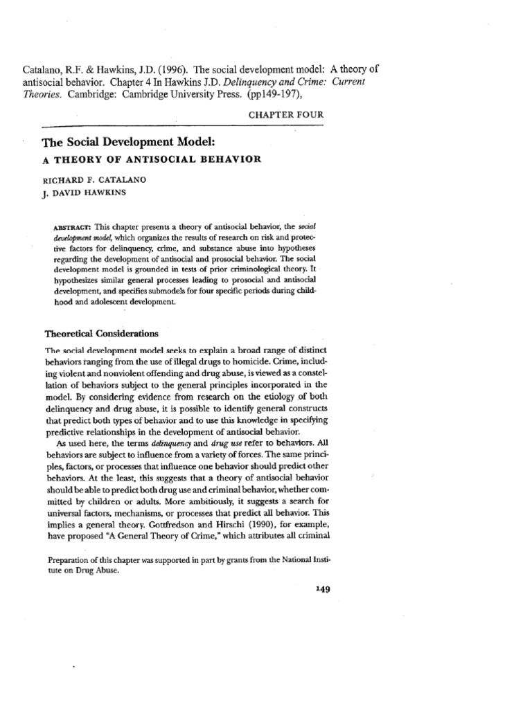 Catalano & Hawkins 1996 Social Development Model in Hawkins | PDF