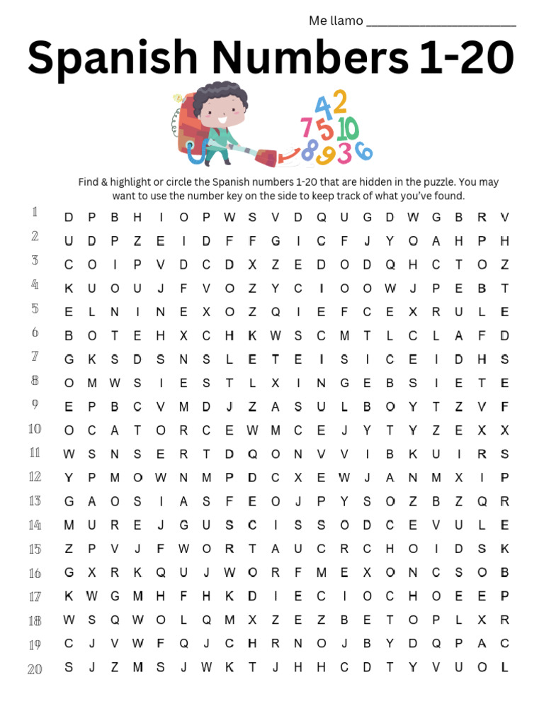 French & Spanish Number Word Search | PDF