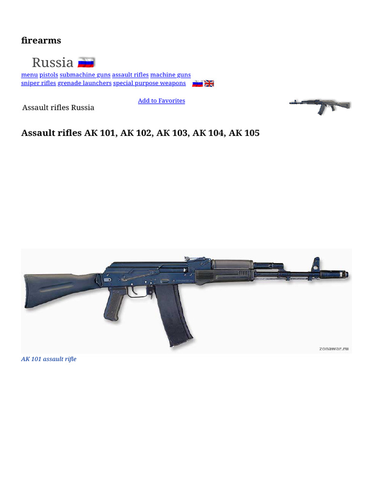 Аssault rifles AK 100 series | PDF | Rifle | Firearm Components