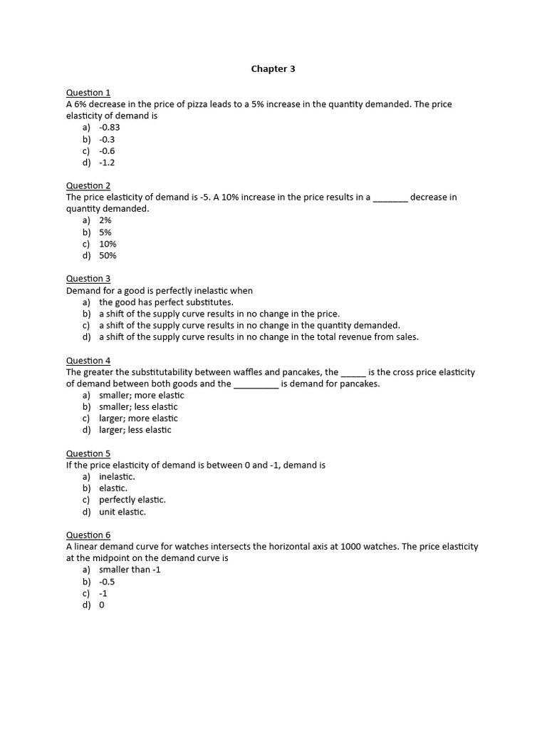 MCQ Chapter3 | PDF | Demand | Economic Equilibrium