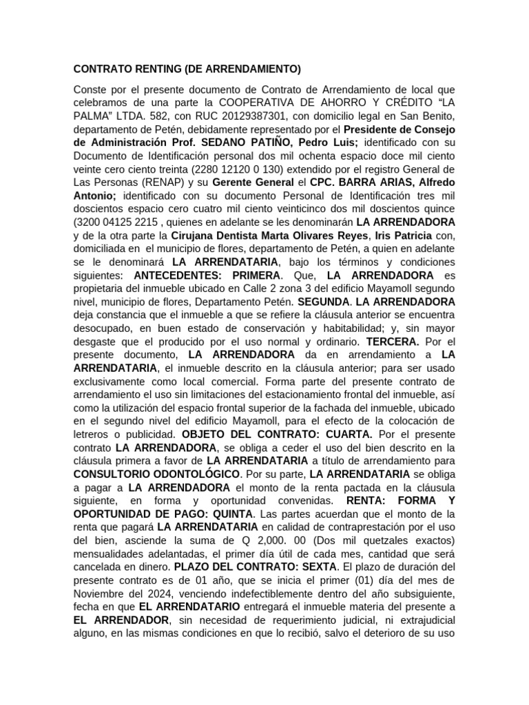 Contrato de Renting 4 | PDF | Finanzas y dinero | Derecho