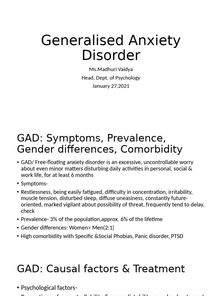 Anxiety Disorder - GAD | PDF