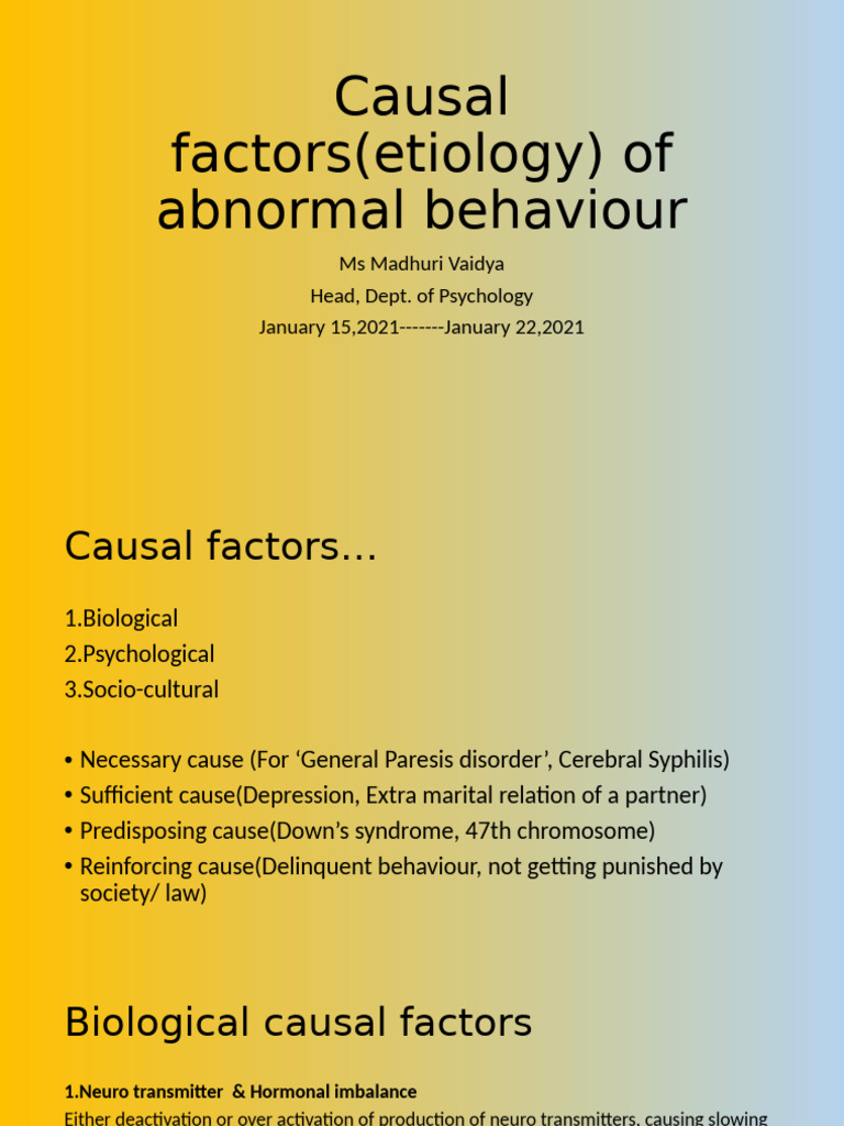 Causal Factors of Abnormal Behaviour (Autosaved) | PDF | Antisocial ...