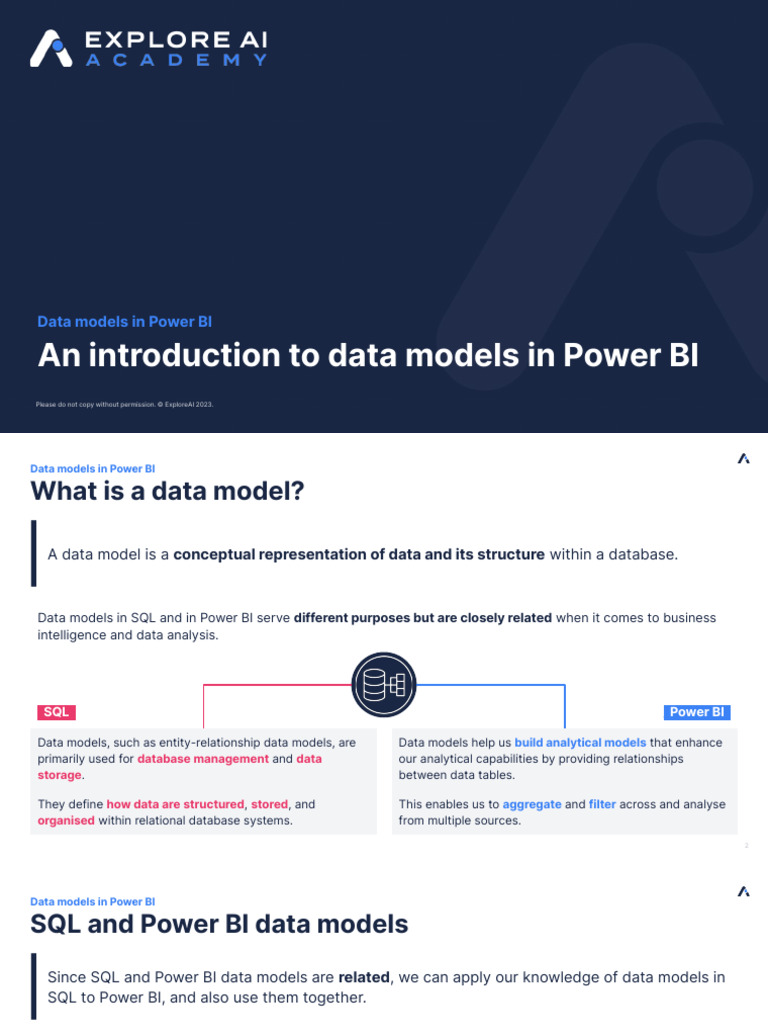 An Introduction To Data Models in Power BI (Slides) | PDF | Databases | Table (Database)