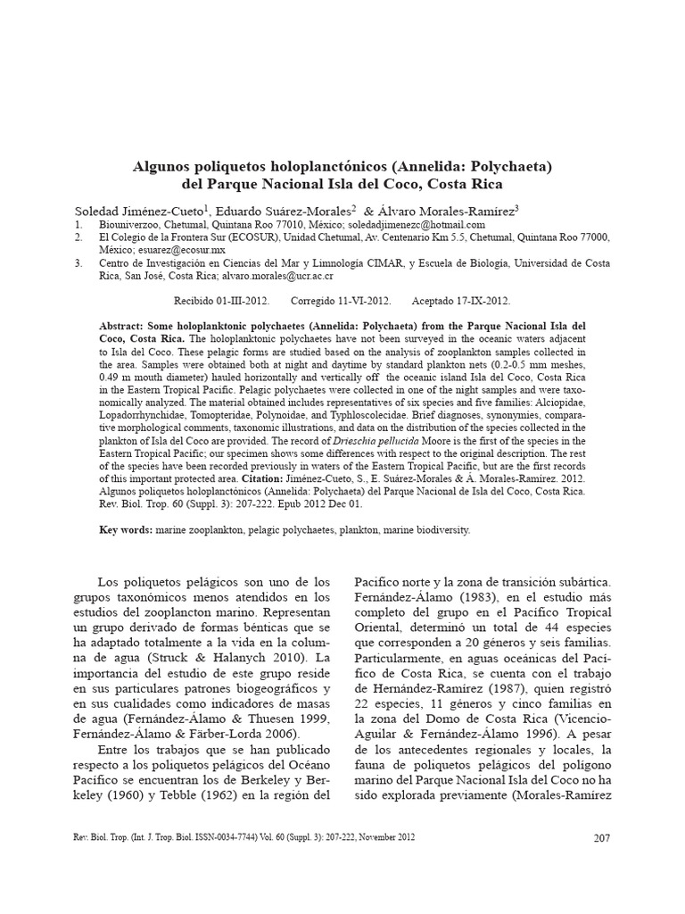 Algunos Poliquetos Holoplanctónicos (Annelida Polychaeta) | PDF | océano Atlántico