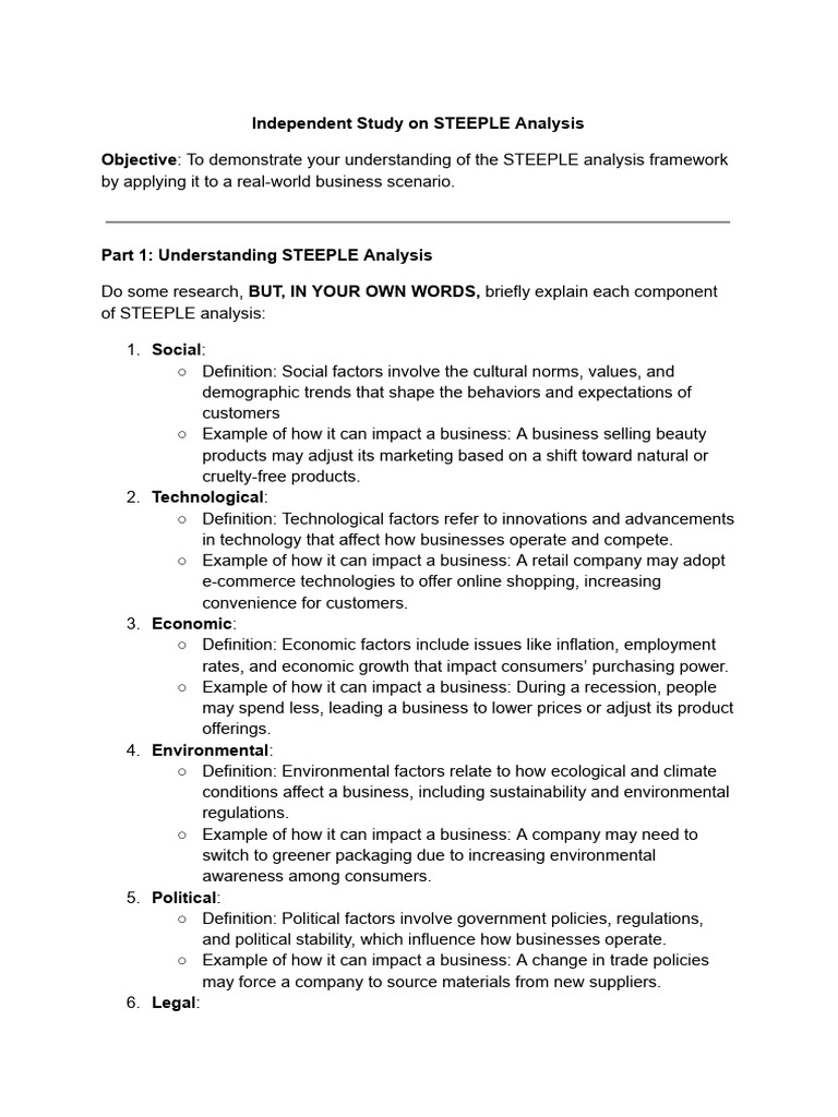 Cópia de Independent Study On STEEPLE Analysis | PDF | Economics | Apple Inc.