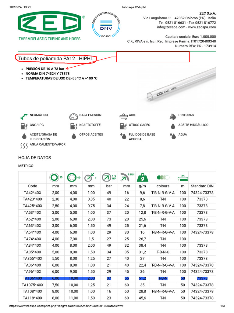 Tubos Pa12 Hiphl | PDF | Color | Arco iris