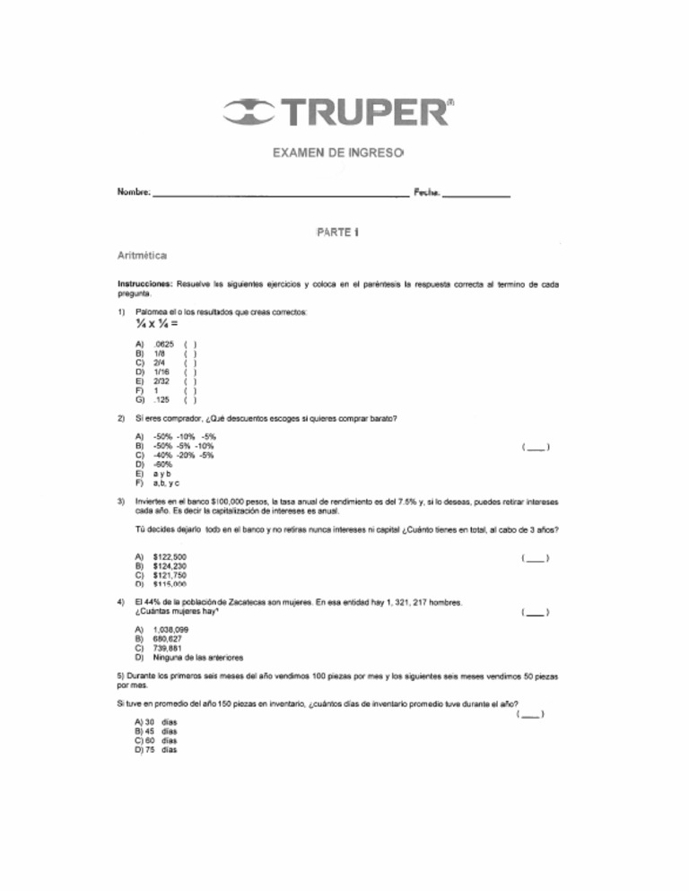 Cuestionario Truper Pdf