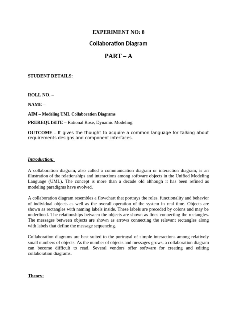 EXPERIMENT_NO8-_Collaboration_Diagram_iUYag5zY2c | PDF | Unified Modeling Language