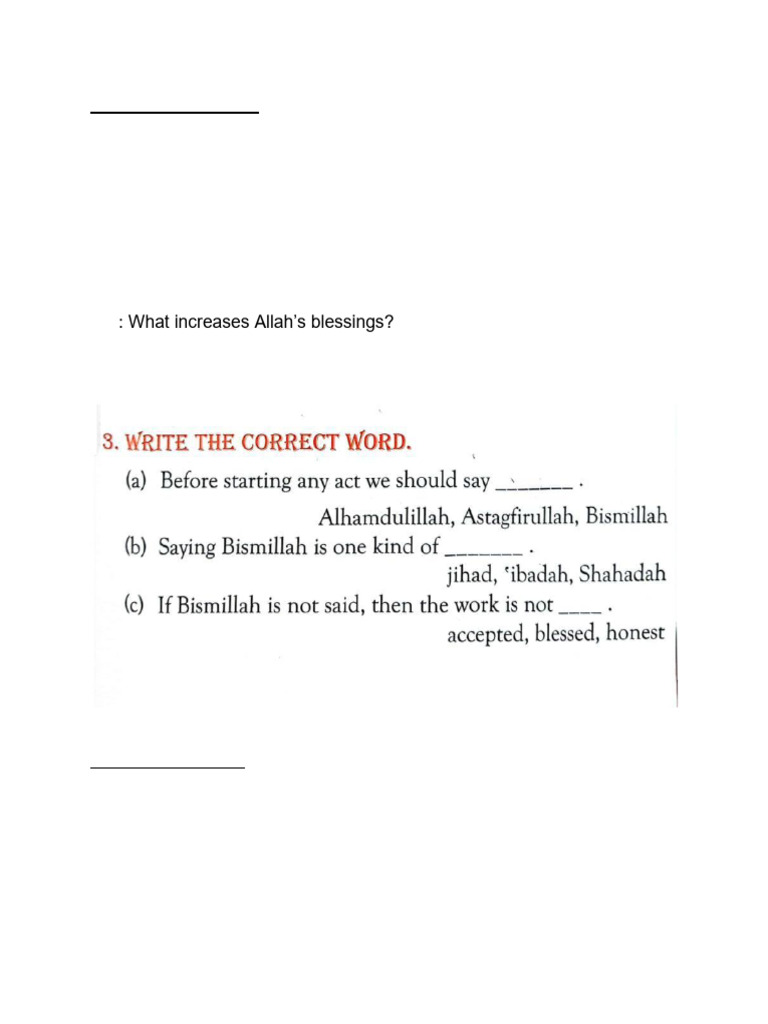 ISLAMIC EDUCATION CLASS 1. UnSolved notes | PDF | God In Islam ...