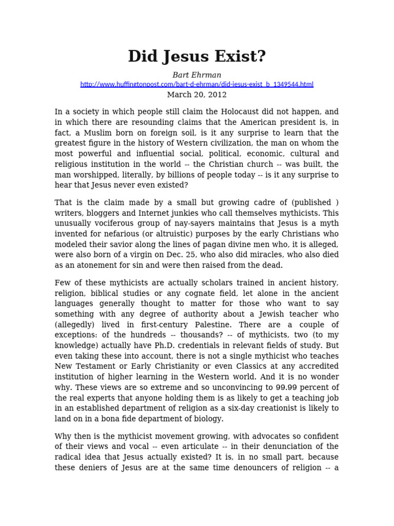 Did Jesus Exist Bart Ehrman Pdf Jesus Messiah