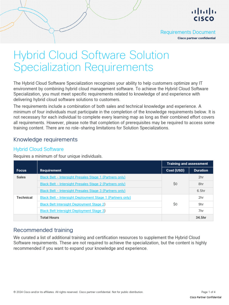 Hybrid Cloud Software Solution Specialization Requirements | PDF | Cloud Computing | Computing