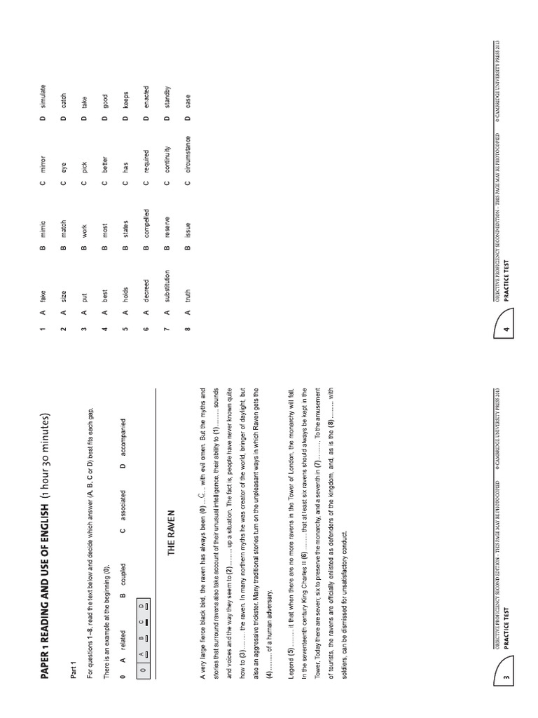 Objective Proficiency Practice Test R+U | PDF