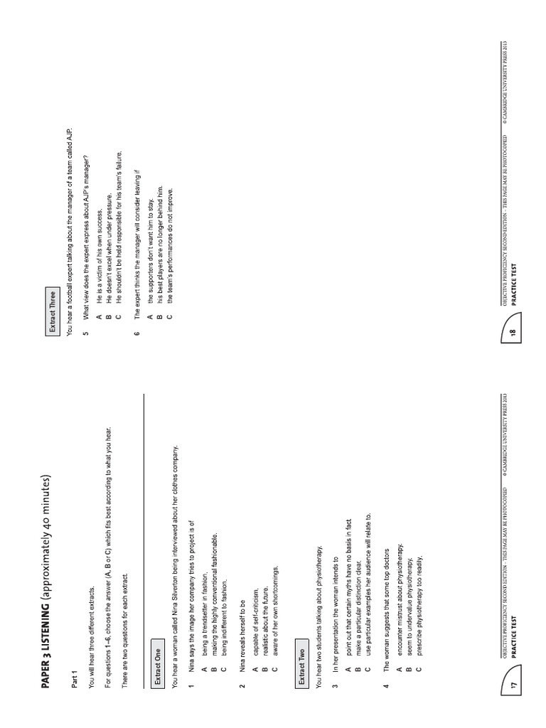 Objective Proficiency Practice Test L | PDF