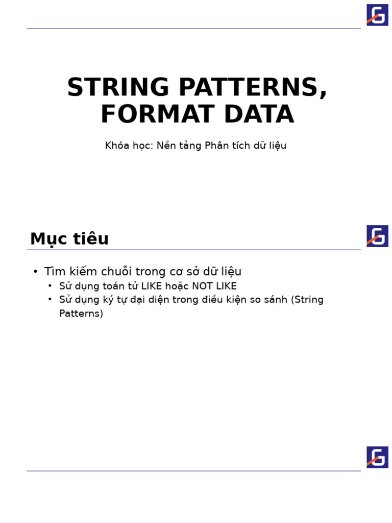 Topic 10 - String pattern, hàm kết tập | PDF
