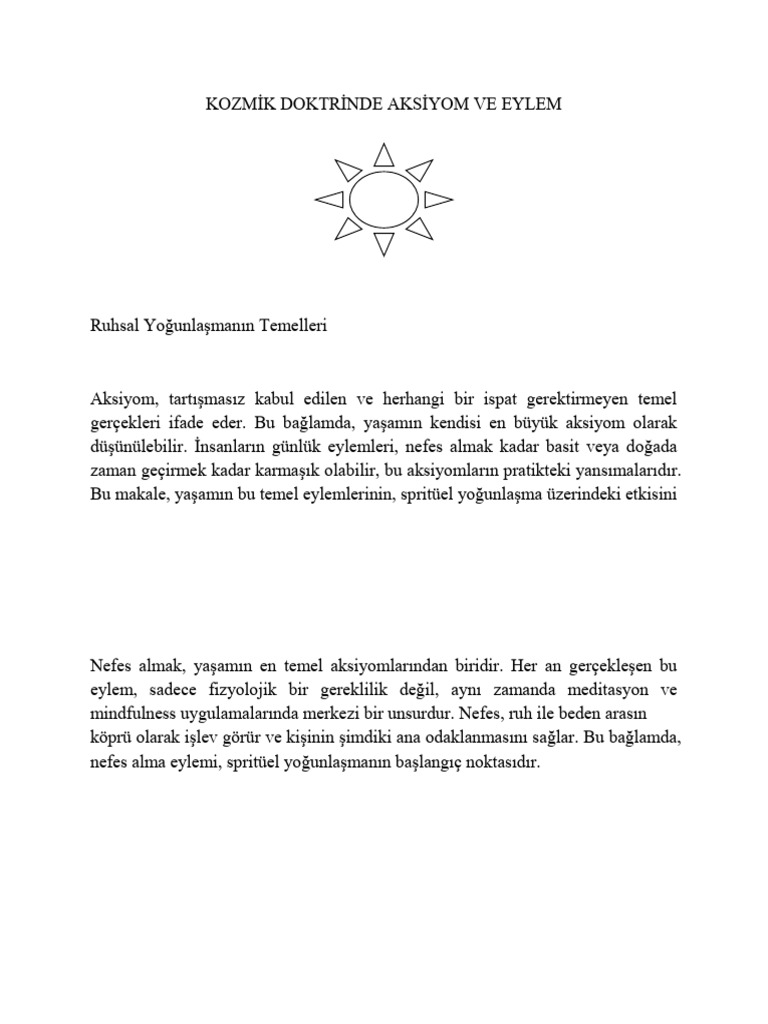 Kozmi̇k Doktri̇nde Aksi̇yom Ve Eylem | PDF