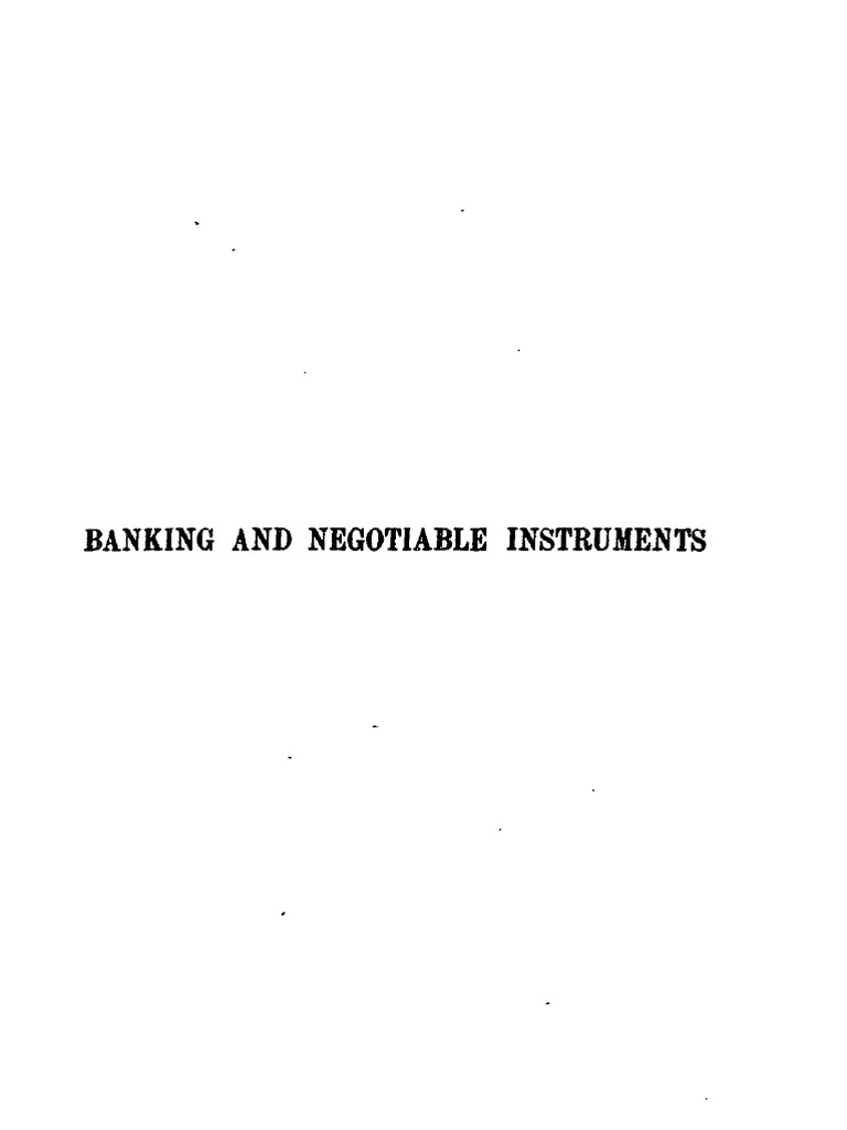 Sir Frank Tillyard Banking and Negotiable Instruments Ed 1 | PDF