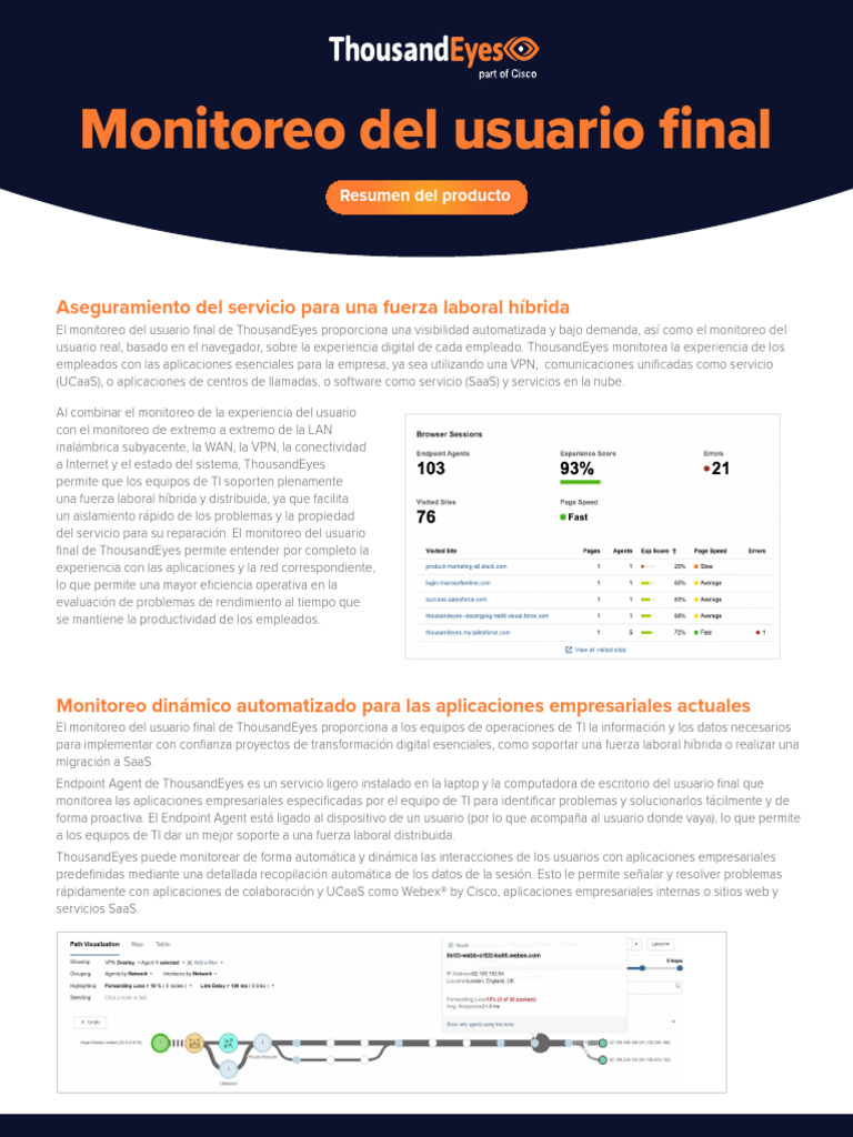 ThousandEyes Product Brief End User Monitoring ES MX | PDF | Red ...