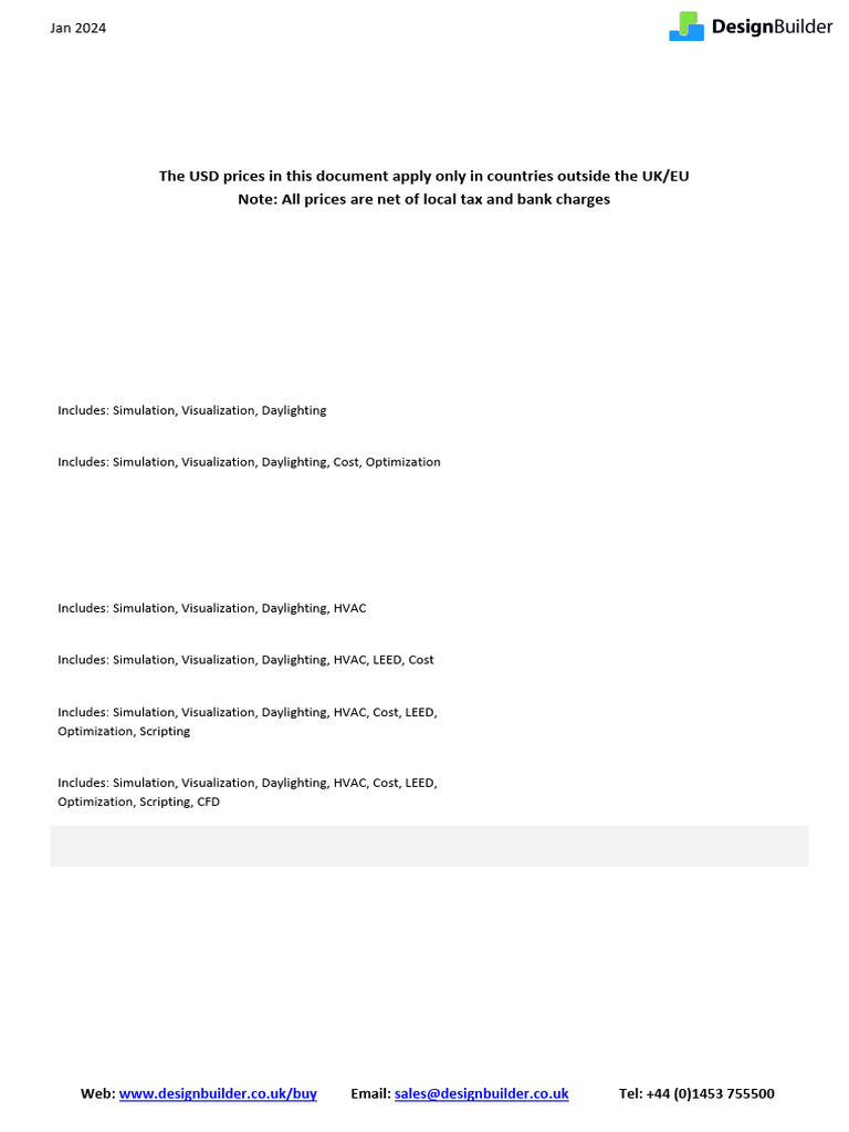 DesignBuilder v7 Price List USD | PDF | Simulation | Computing