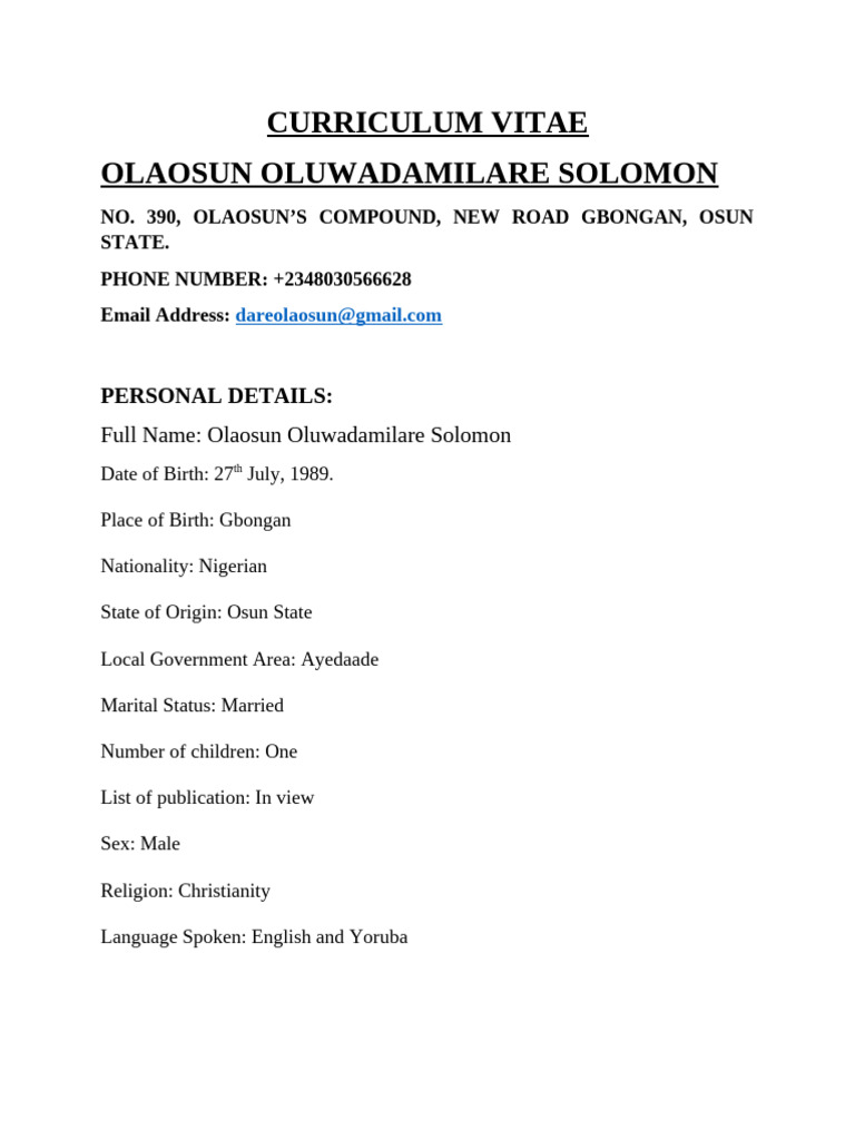 Updated CV | PDF | Lifestyle