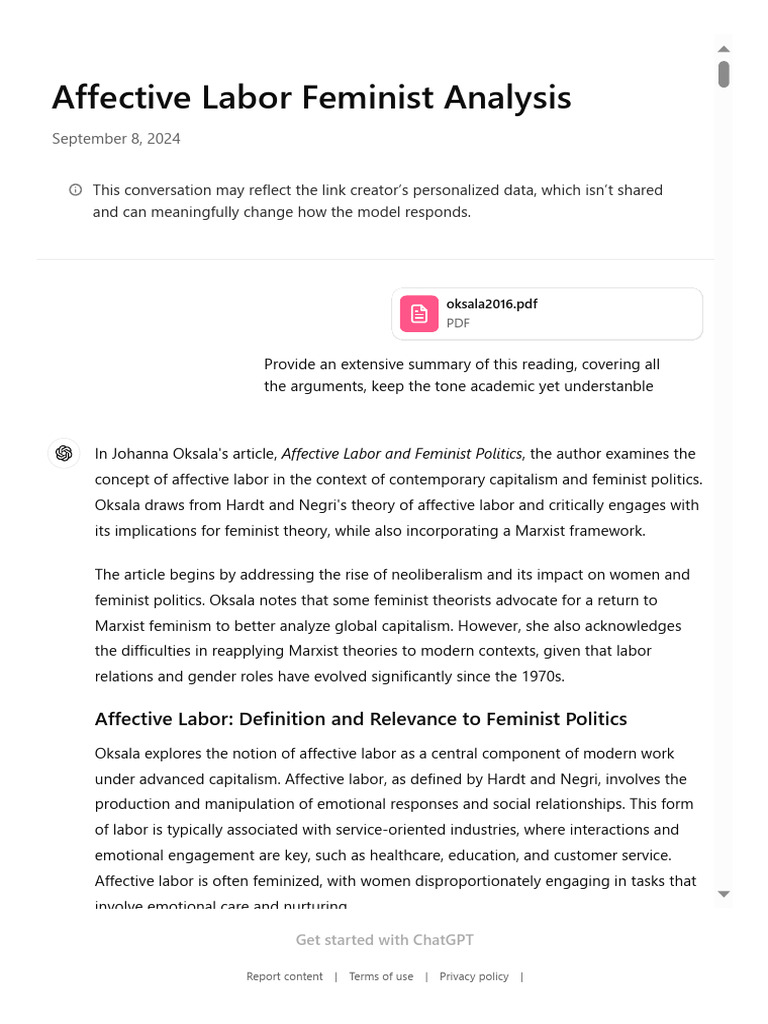 Affective Labor Feminist Analysis | PDF