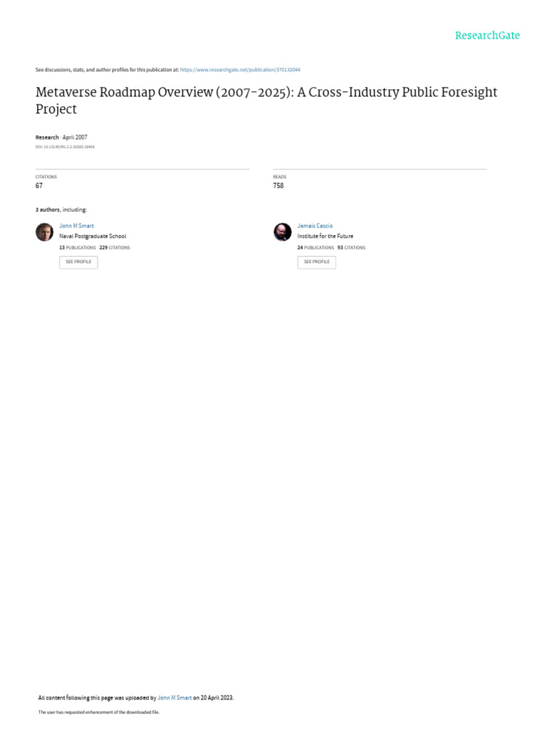 Metaverse Roadmap 2007-2025 | PDF | Virtual World | Geographic ...