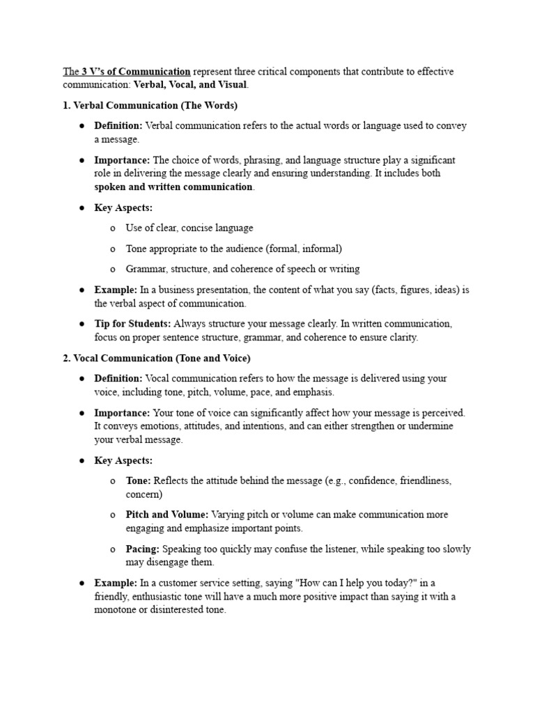 The 3 v-s of Communication.docx | PDF | Communication | Nonverbal ...