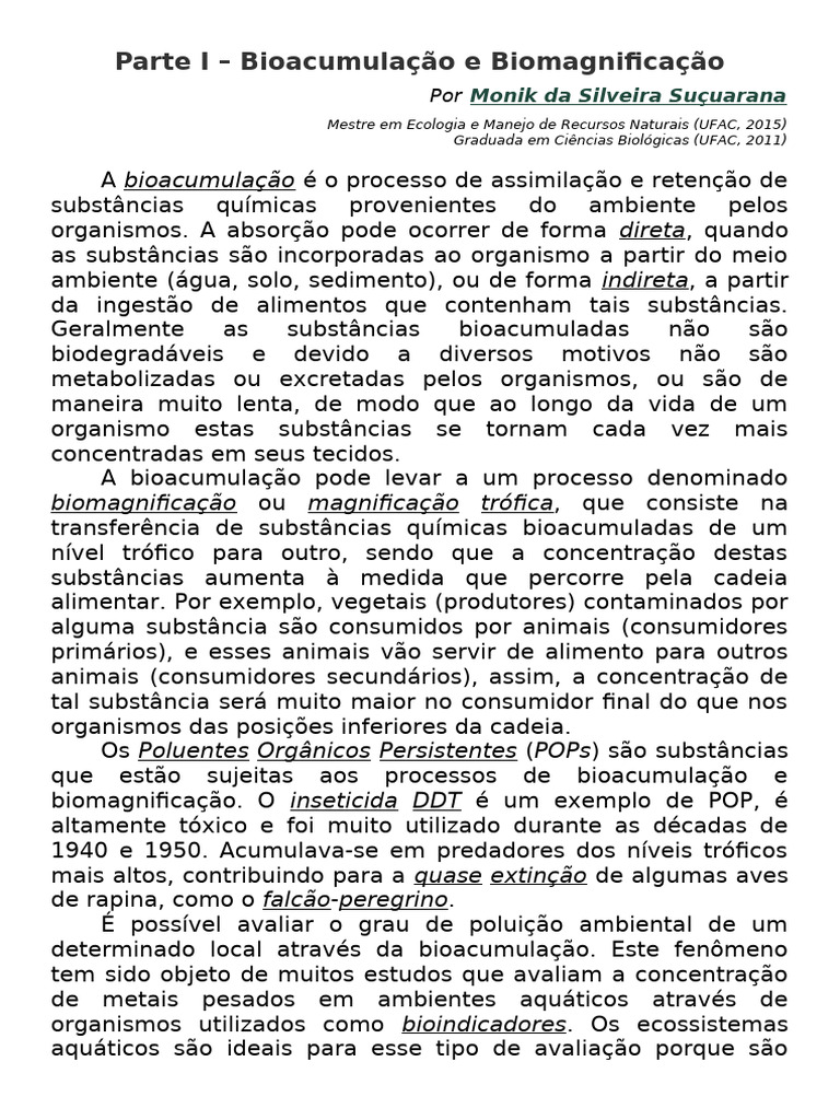 Bioacumulação | PDF | Ciência Ambiental | Ambiente natural